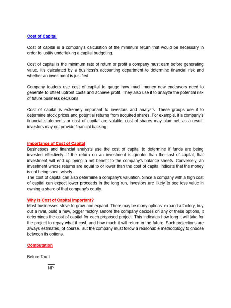 Financial Management Download Free Pdf Capital Structure Cost Of