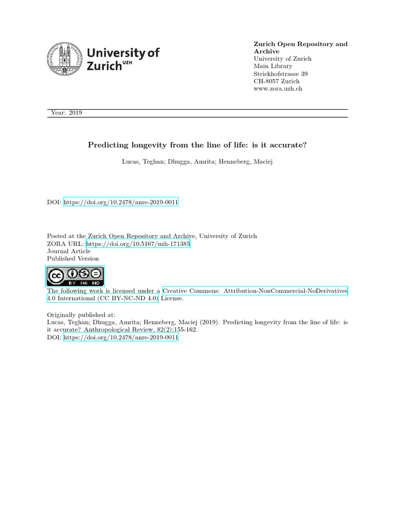 Predicting Longevity From The Line of Life Is It A | PDF | Statistics