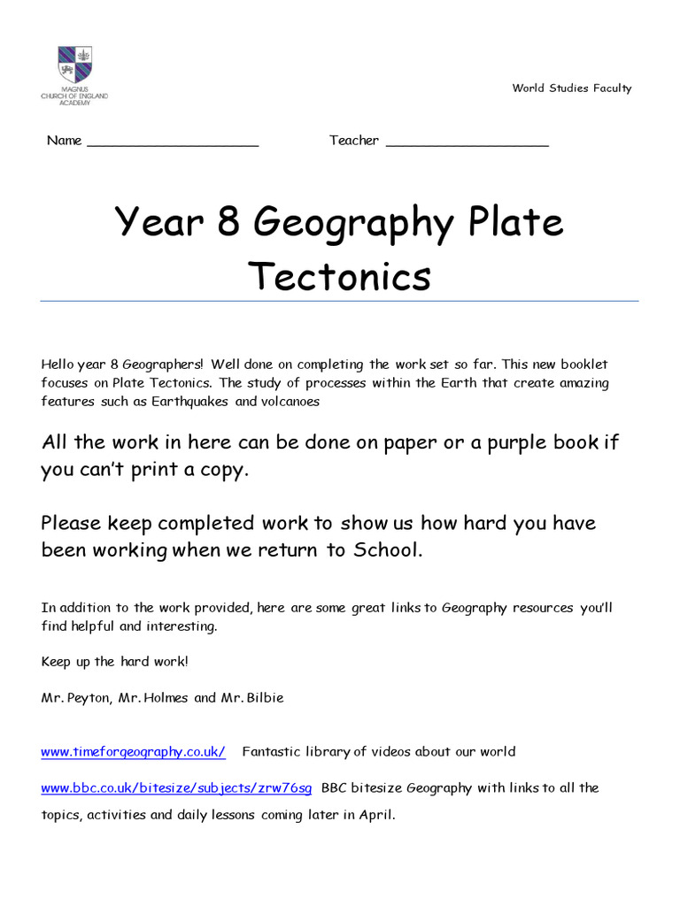 Year 8 Plate Tectonics | PDF | Plate Tectonics | Earthquakes