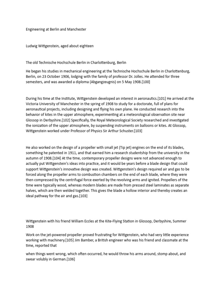 Wittgenstein's Engineering Journey | PDF | Ludwig Wittgenstein ...