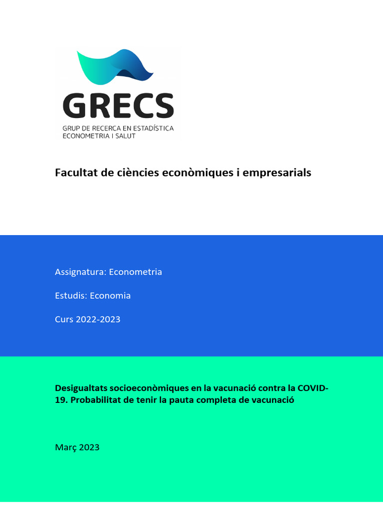 Lliurament 5 Econometria 2022-2023 Resolt | PDF