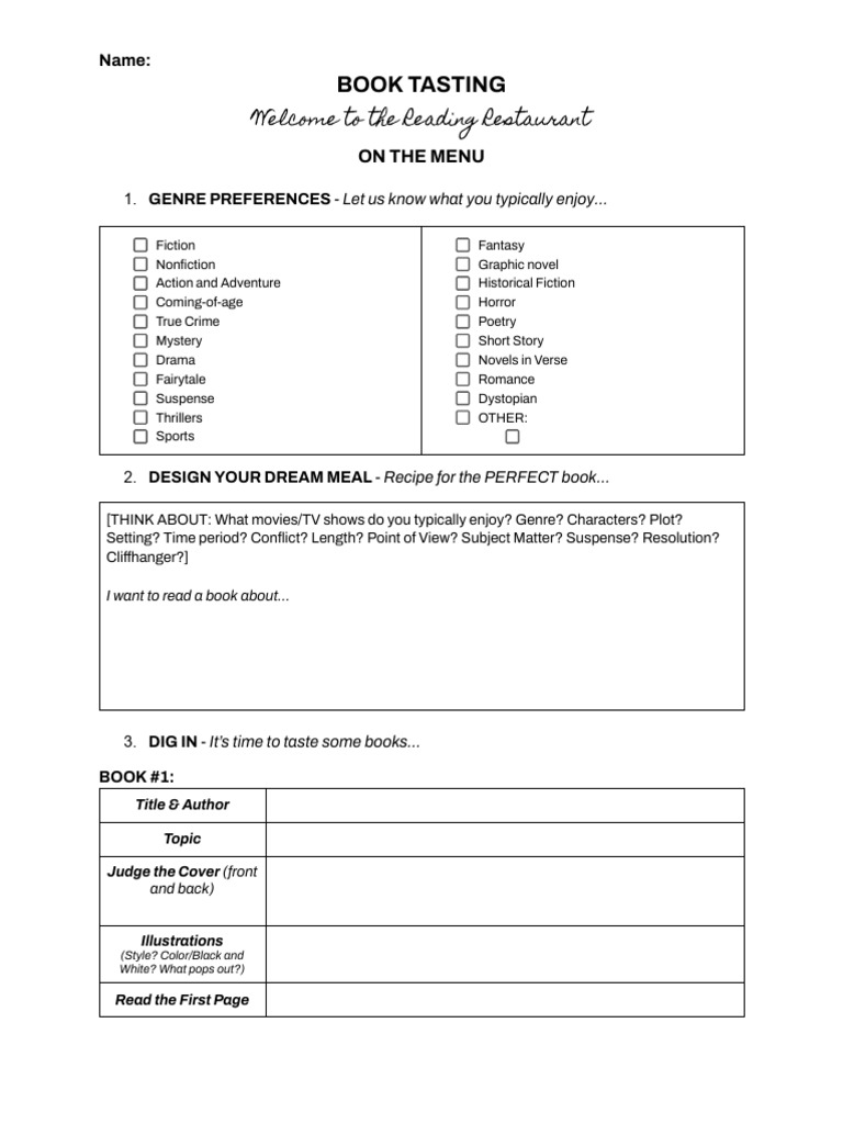 GE - Book Tasting - Activity | PDF | Self-Improvement | General Fiction