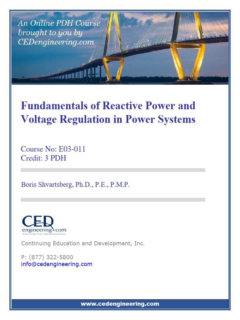 E03-011 - Fundamentals of Reactive Power and Voltage Regulation in Power Systems - US | Download ...