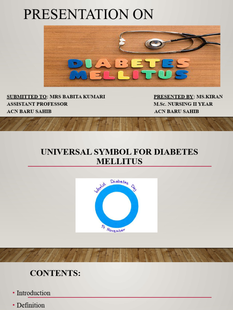 Presentation On Diabetes Mellitus | PDF | Diabetes | Pancreas