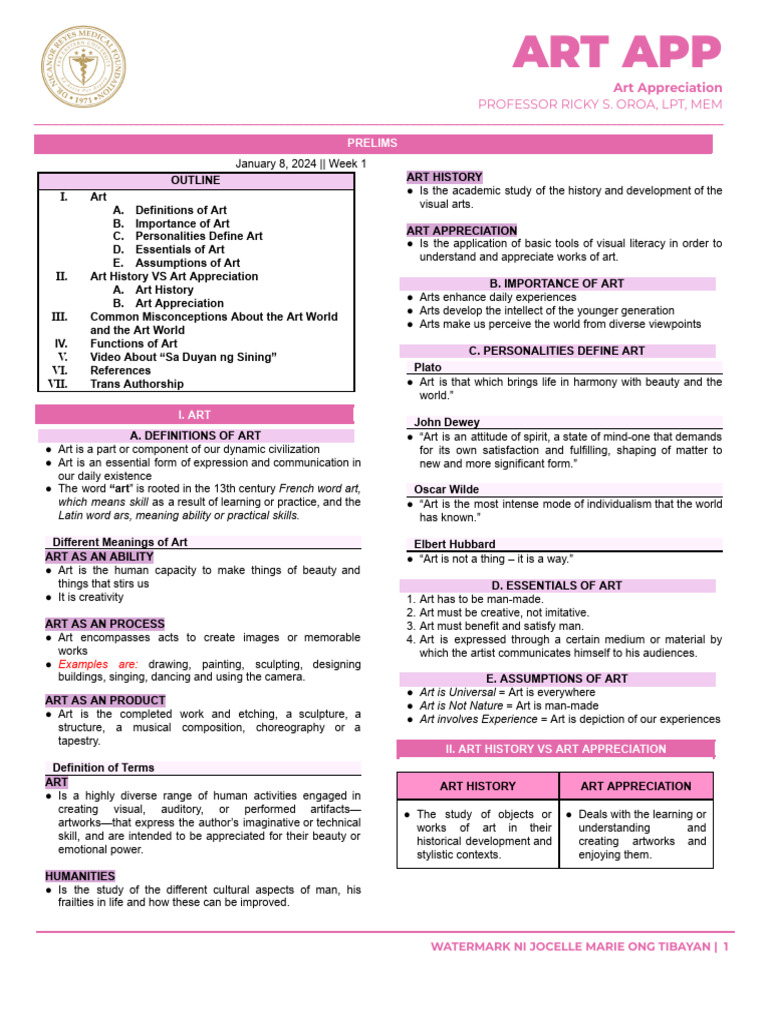 1-Prelims-Art App Transes | PDF | The Arts