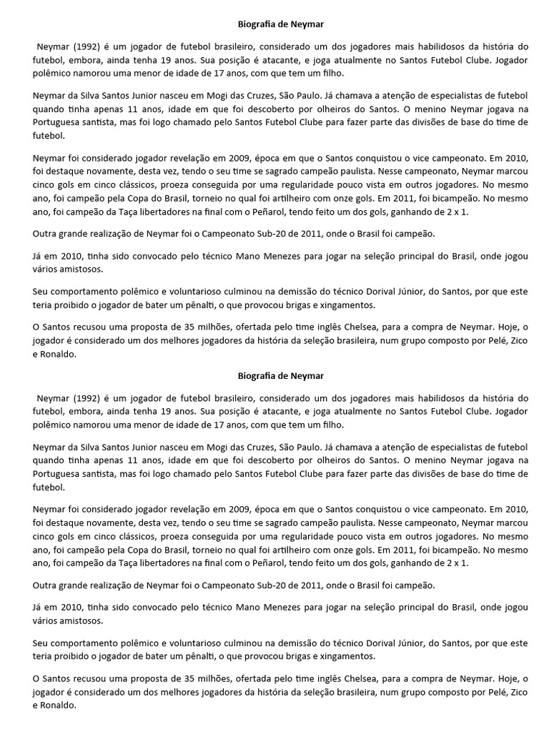 Biografia de Neymar | PDF | Futebol | Esportes