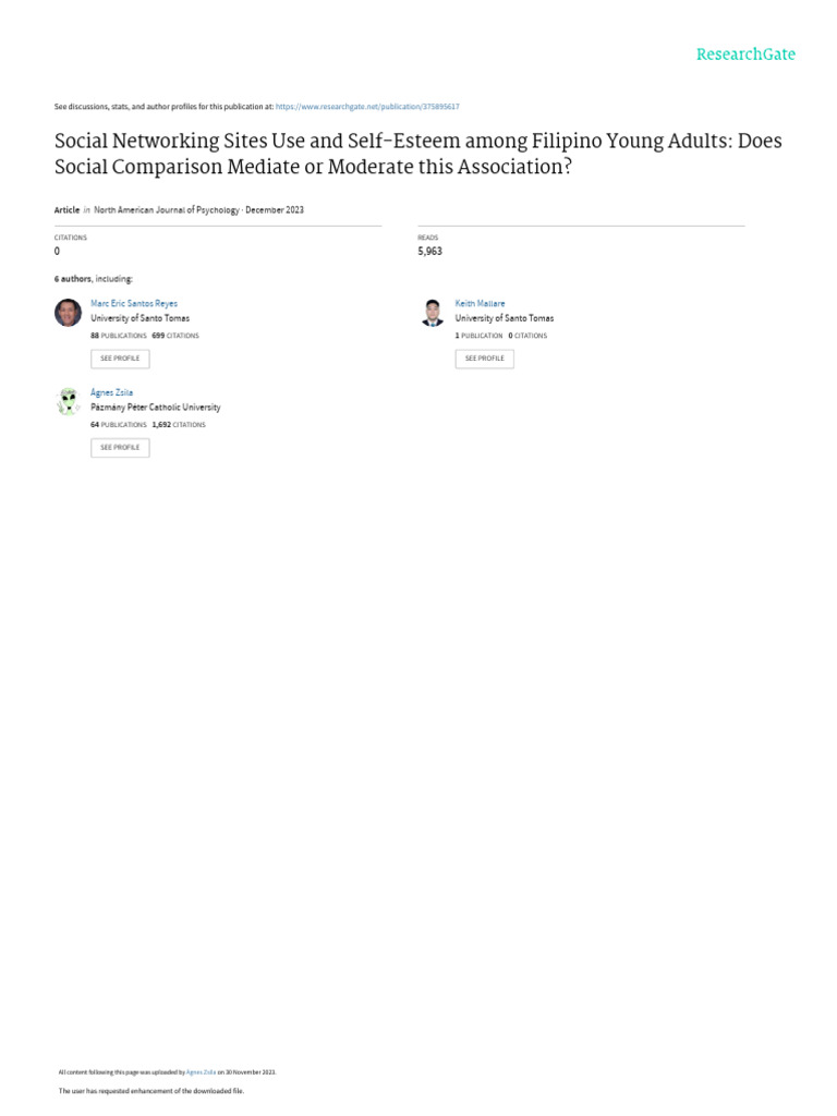 Reyes Et Al 2023 | PDF | Self Esteem | Social Networking Service