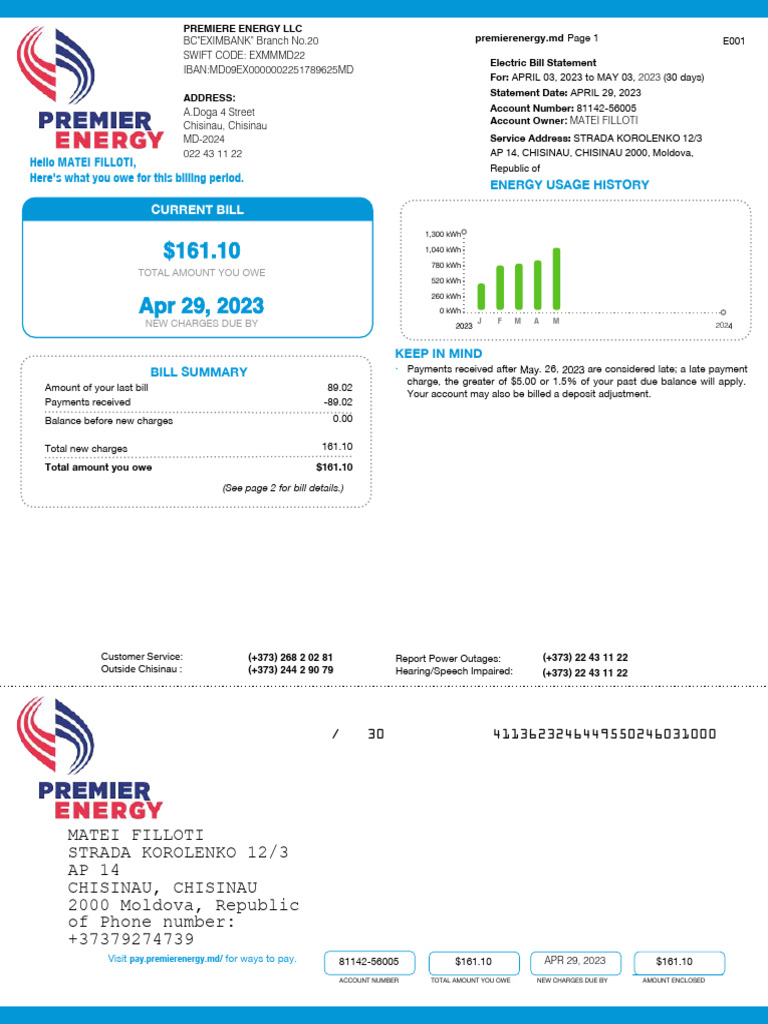 DANILEICO INTERNATIONAL LLC Electric Bill | PDF | Cheque | Transaction Account