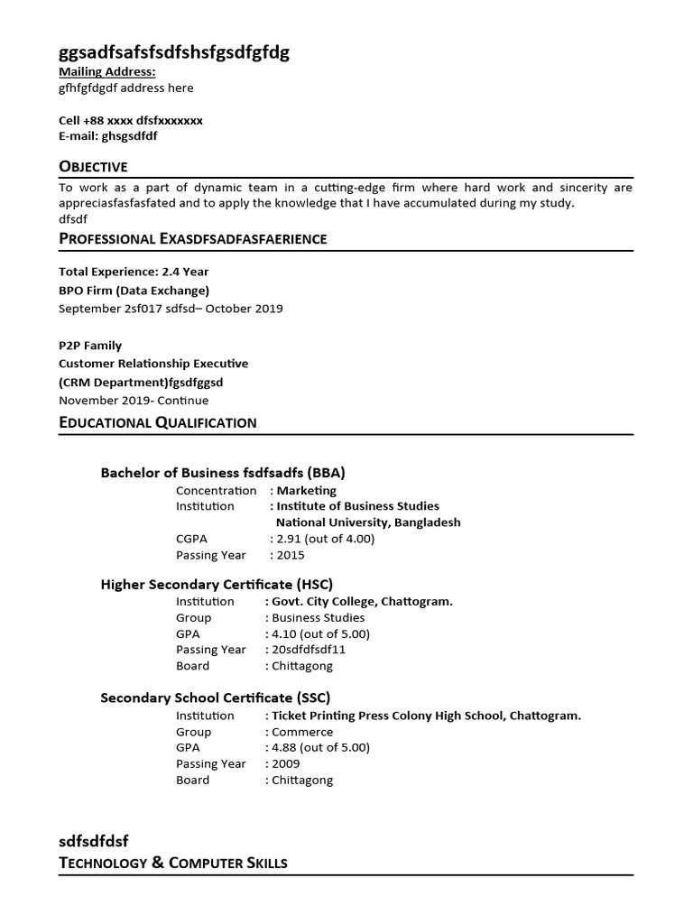 Common CV Format 01_KVWropMDMX9QzY8 | PDF | Computing