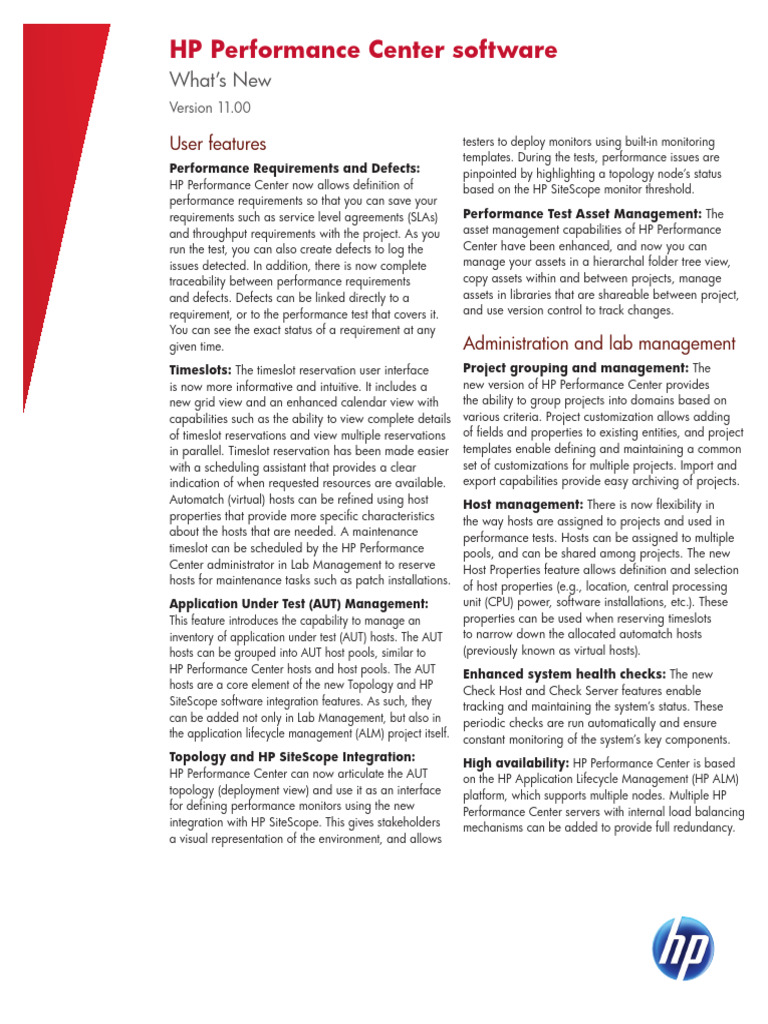 Whats New in HP Performance Center | PDF | World Wide Web | Internet & Web