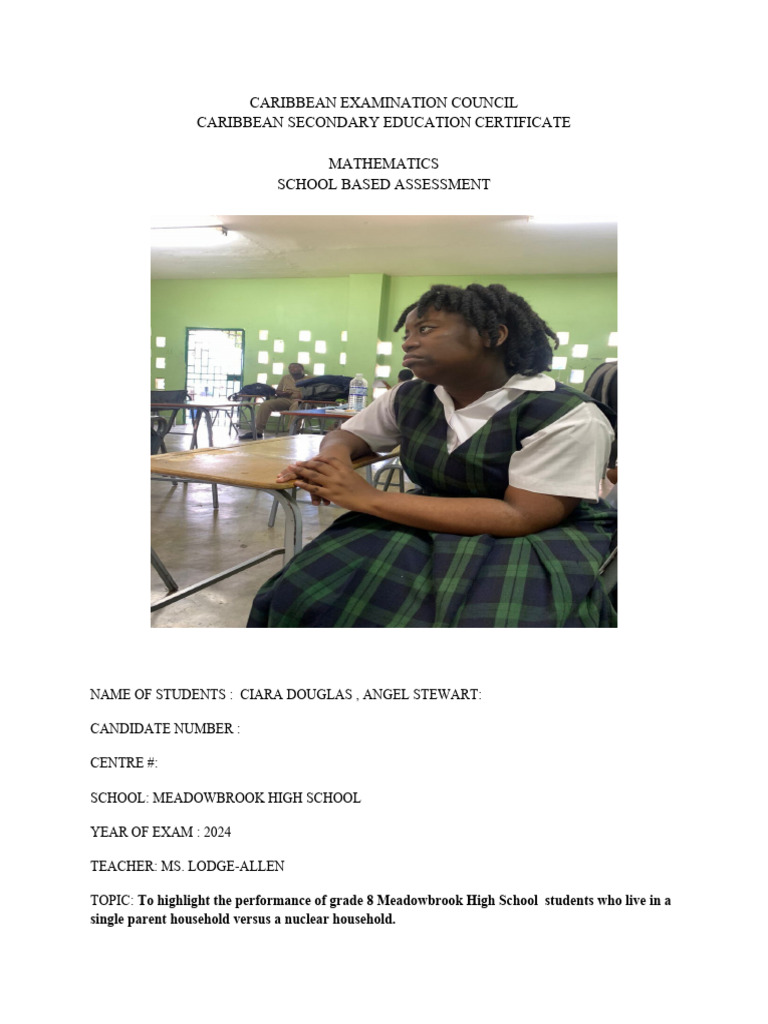 Mathematics SBA (1) 2 | PDF | Pie Chart | Chart