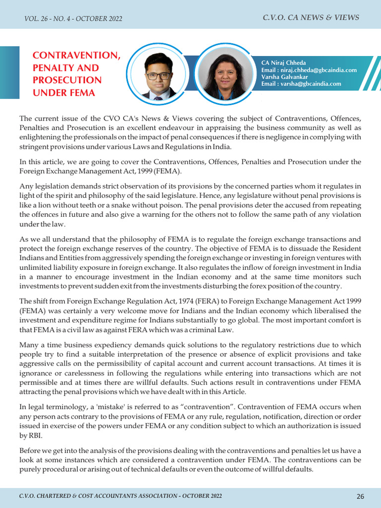 06 October 2022 CONTRAVENTION, PENALTY AND PROSECUTION UNDER FEMA CA Niraj Chheda | PDF | Appeal ...
