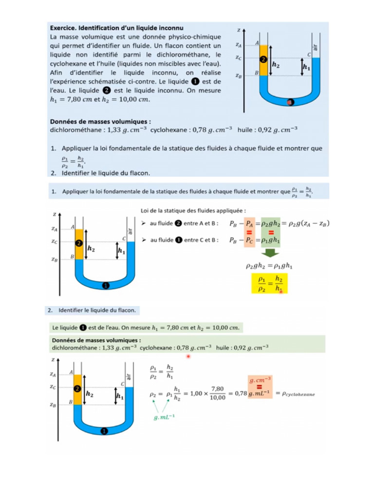 Exercice Statique Des Fluides | PDF