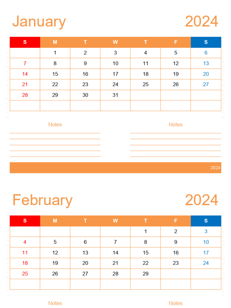 2024 Calendar Printable Notes 1mo 24p Letter Ls Wic 4 1 | PDF