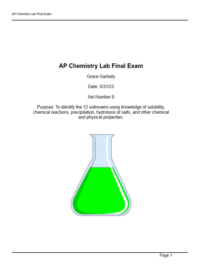 Lab Final Report Page | PDF | Chemical Polarity | Precipitation (Chemistry)