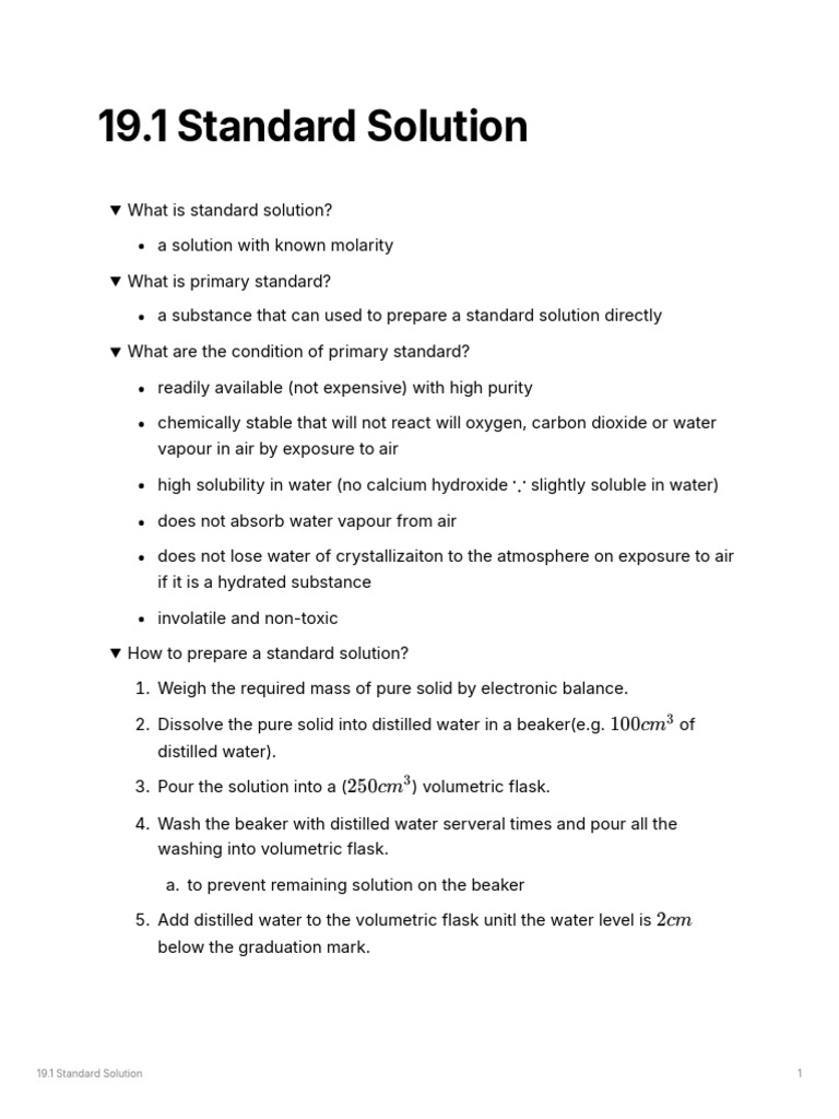 Preparing Standard Solutions Guide | PDF | Water | Solubility