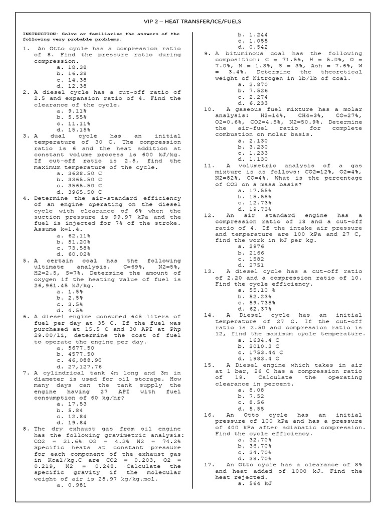 VIP 2 Heat Transfer Exam | PDF | Diesel Engine | Heat Transfer