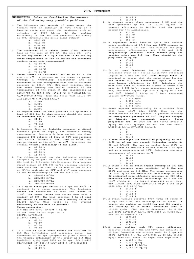 VIP 5 Powerplant Exam | PDF | Steam | Engines
