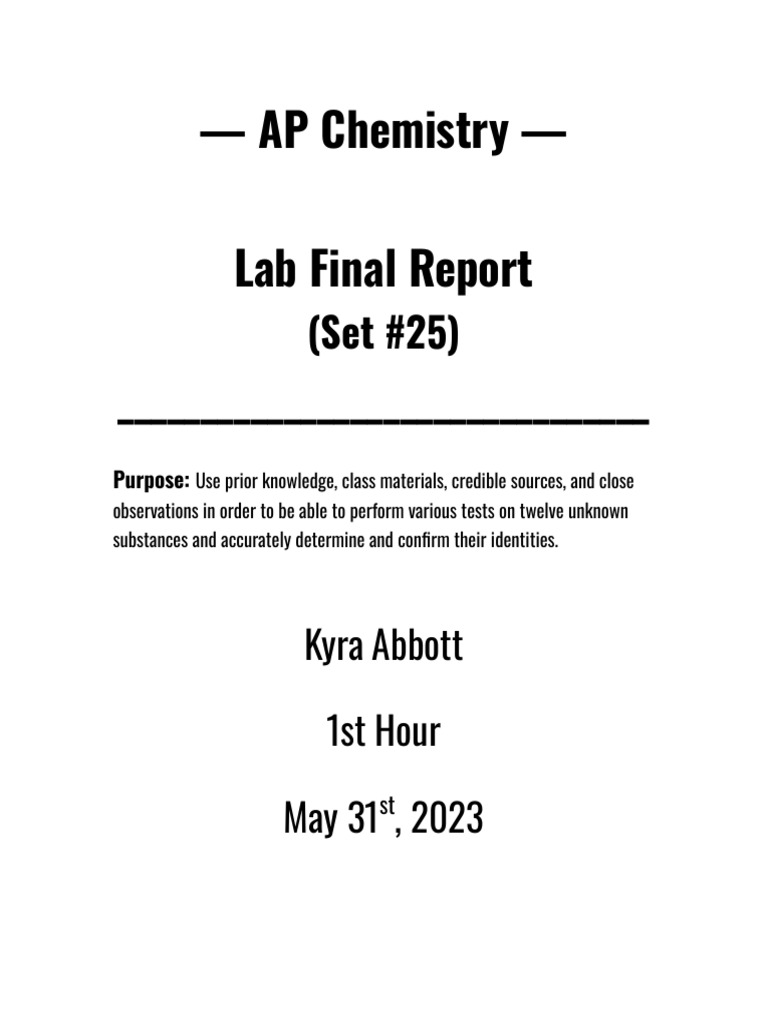 Final Lab Report_Abbott | PDF | Precipitation (Chemistry) | Chemical Polarity