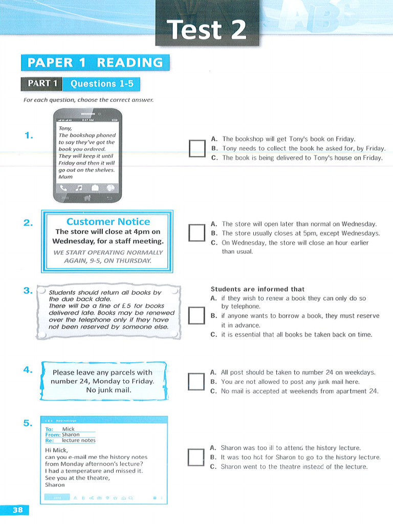 B1 Test 2-Reading | PDF