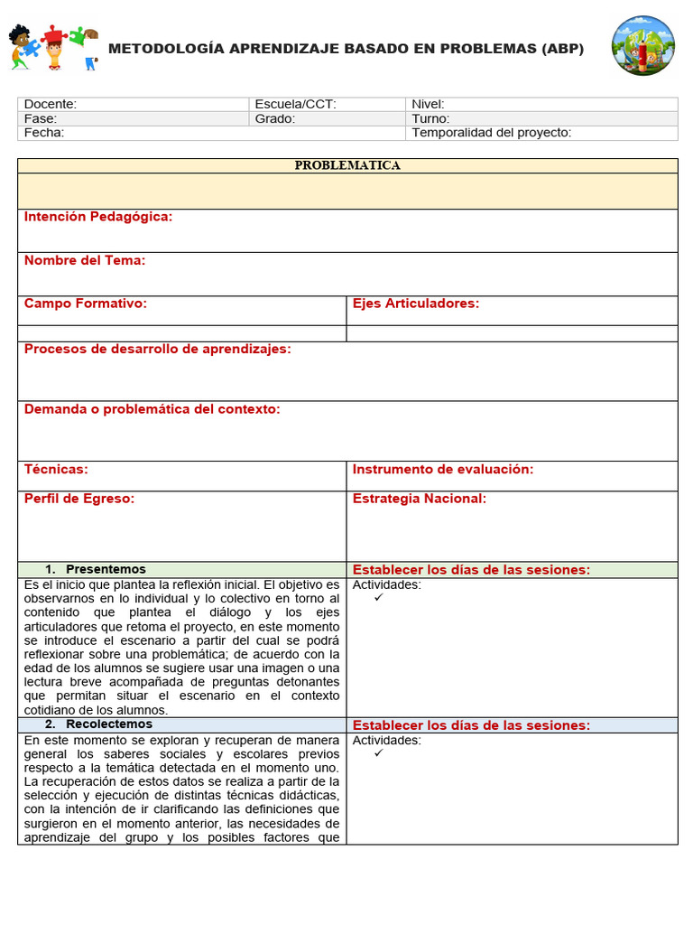 Formato Planeación Aprendizaje Basado en Problemas | PDF | Aprendizaje | Ciencia cognitiva