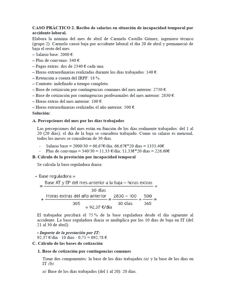 Caso Práctico 2 Resuelto | Descargar gratis PDF | Salario | Labor