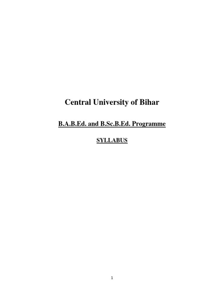 CUSB B.Ed. Integrated Course Syllabus | PDF | Learning | Educational ...