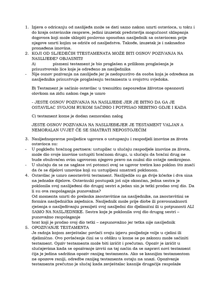 Nasljedno Testovi Pitanja Zadaci | PDF