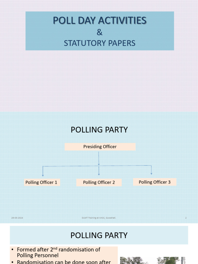 Poll Day Activities and Officer Duties | PDF | Voting | Identity Document