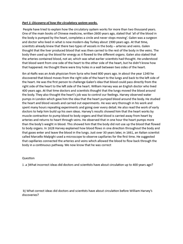 The Circulatory System Story | PDF | Heart | Vein