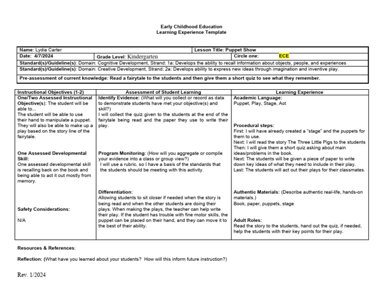 drama lesson plan | PDF | Learning | Early Childhood Education