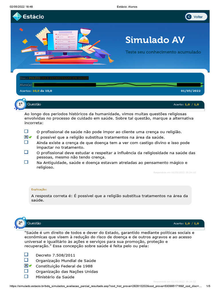 SIMULADO Políticas e Estratégias de Saúde | Download grátis PDF | Programas sociais | Sistema de ...
