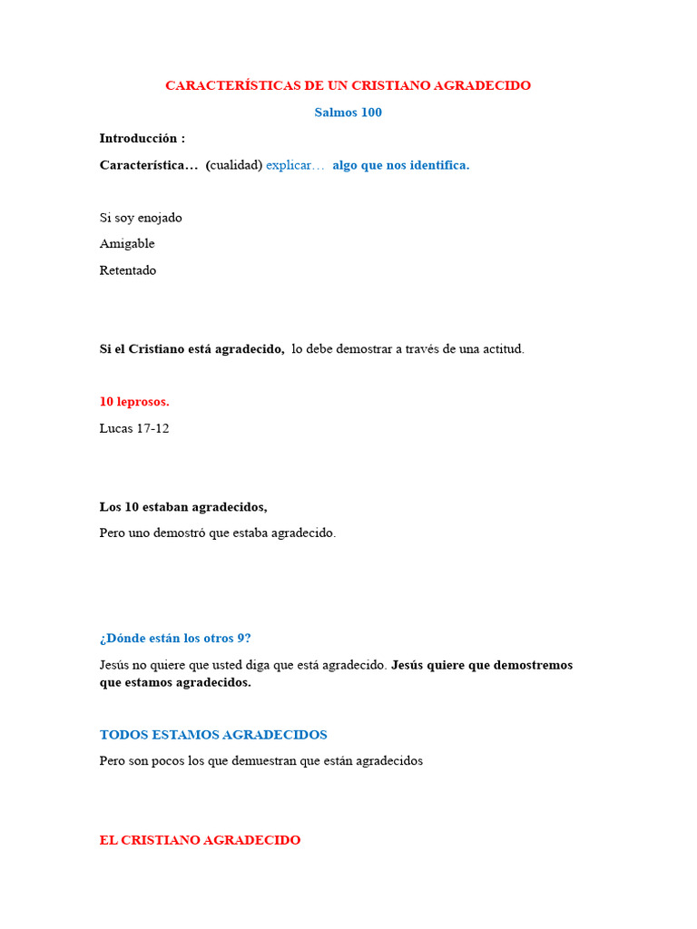 Características de Un Cristiano Agradecido | PDF | Religión y ...