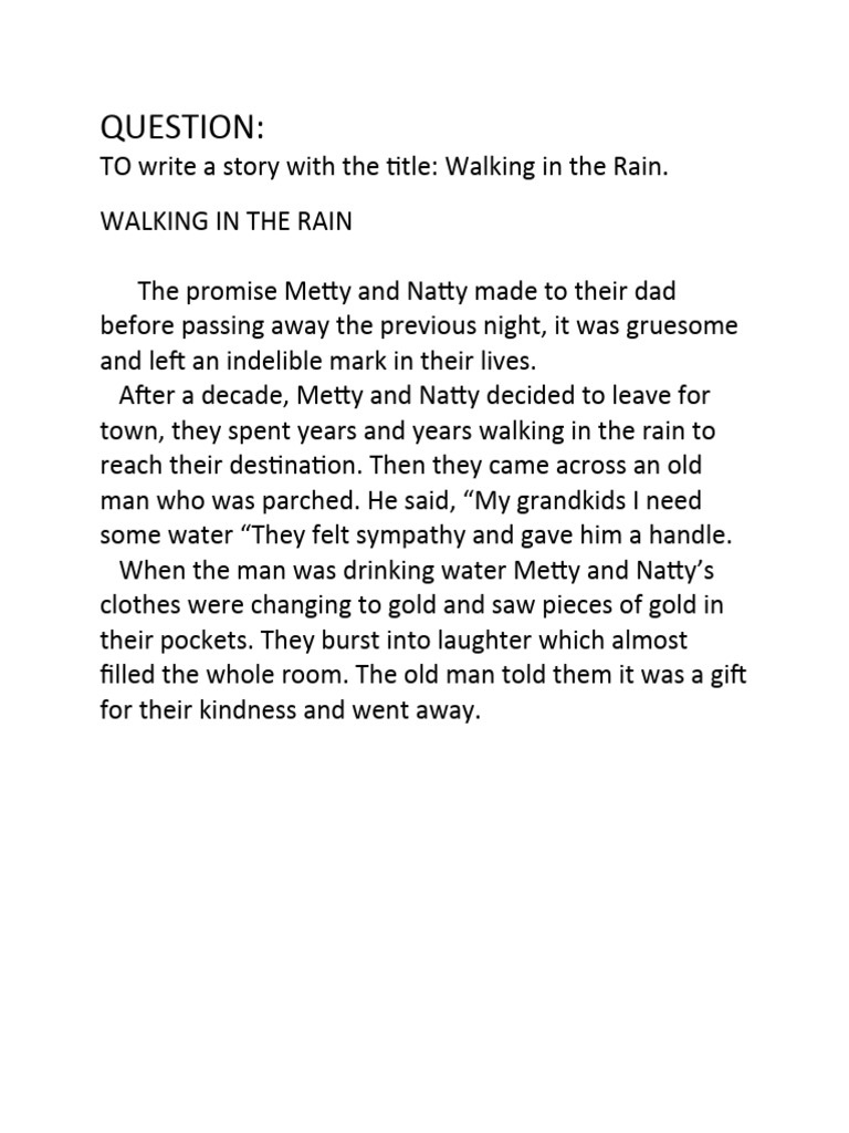 Walking in The Rain Story (Jaffery) | PDF