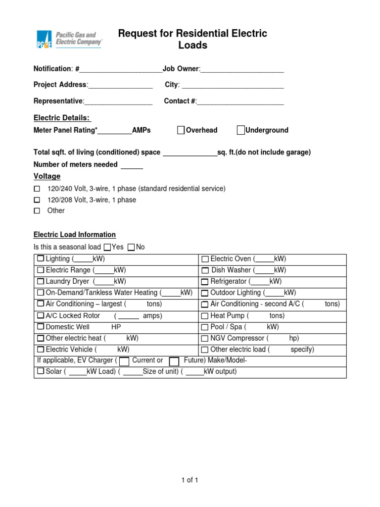 Load Sheet Electirc | PDF | Home & Garden