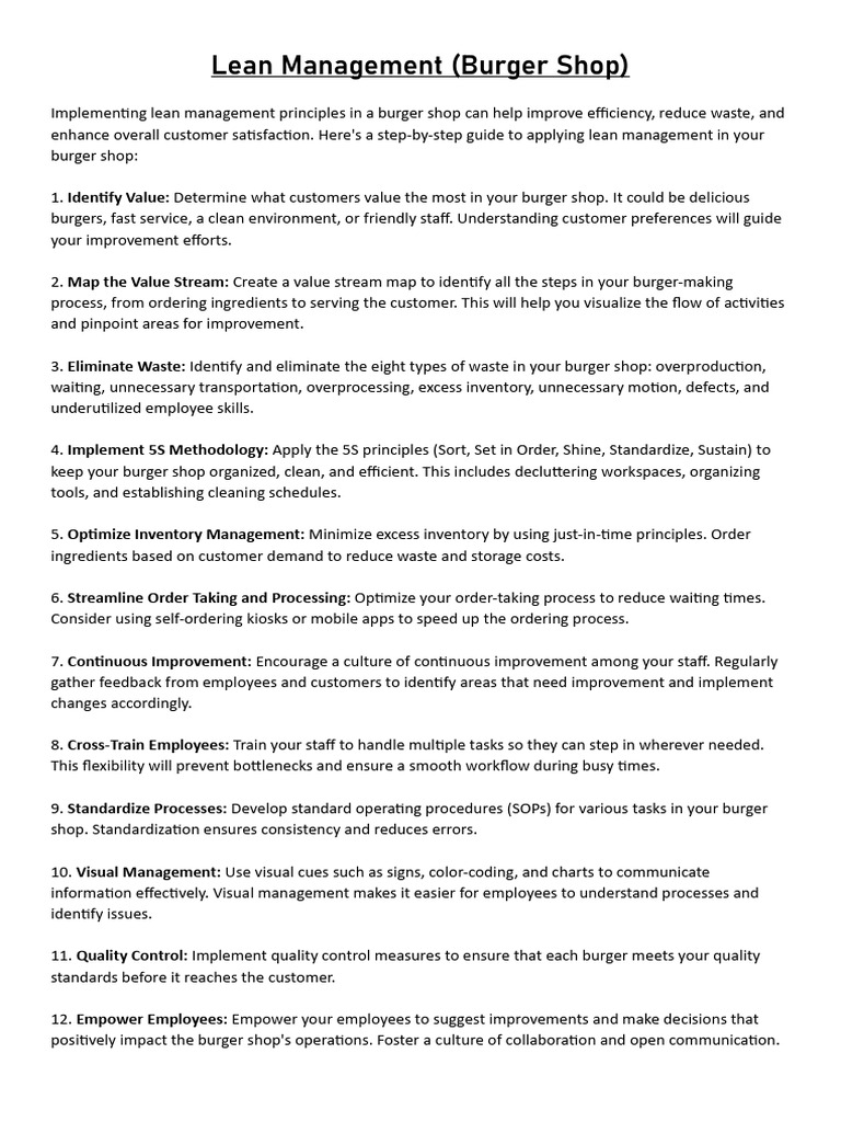 Lean Management Task | Download Free PDF | Lean Manufacturing | Inventory