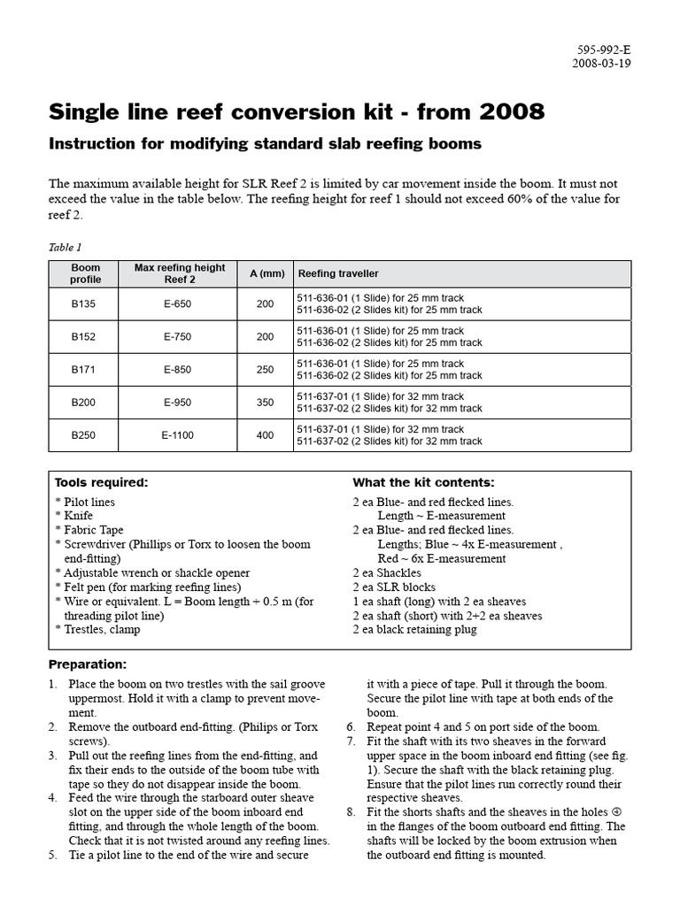 Single Line Reef Conversion Kit - From 2008: Instruction For Modifying ...
