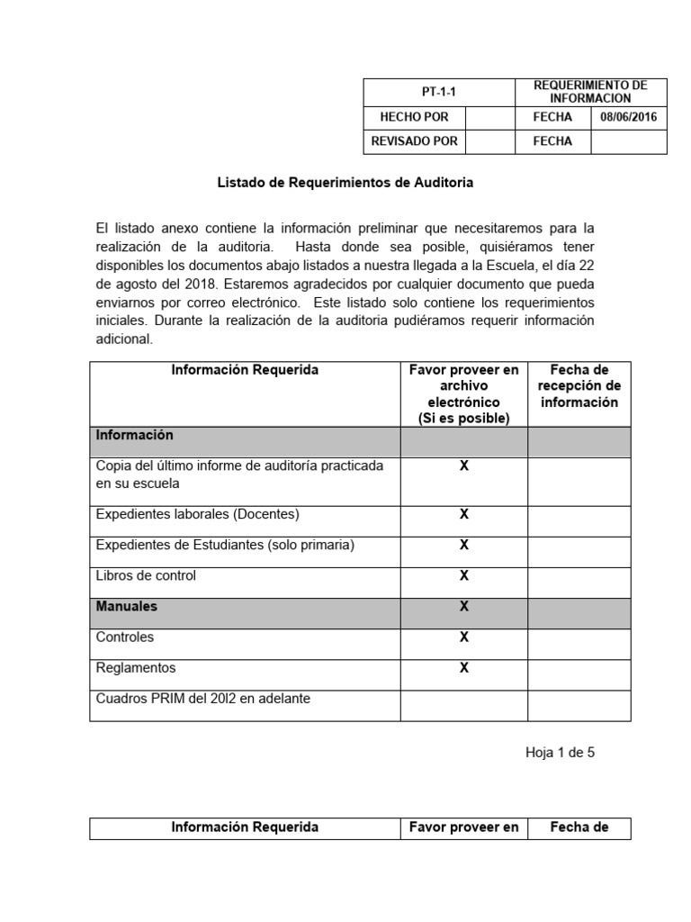 Requerimiento de Informacion | PDF | Auditoría