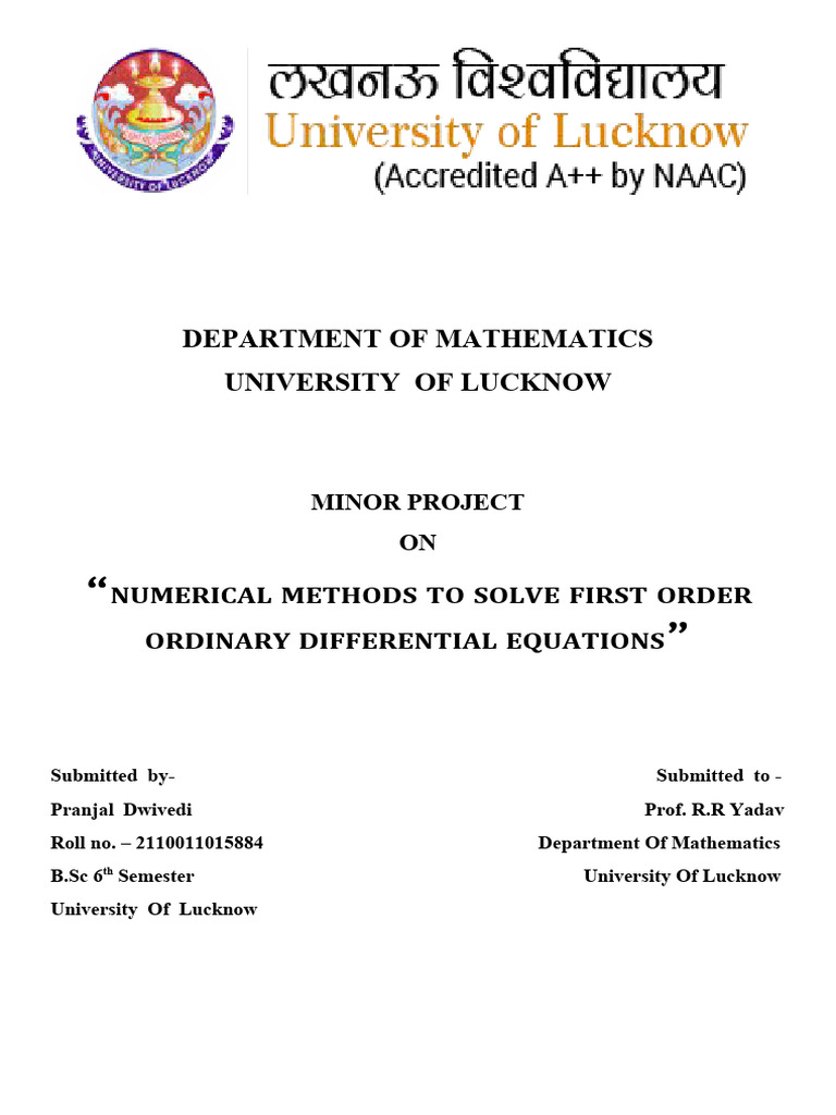Maths Minor Project Final2 (4) | PDF | Ordinary Differential Equation ...