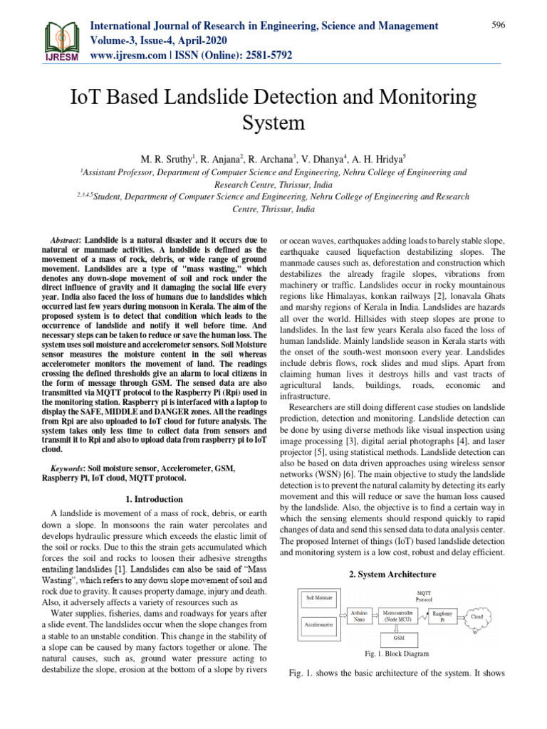 Iot Based Landslide Detector Pdf Arduino Landslide 