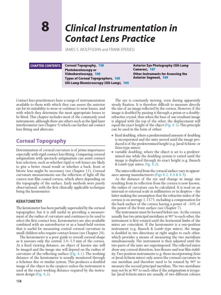 Clinical Instrumentation in Contact Lens Practice 2 | PDF | Cornea ...