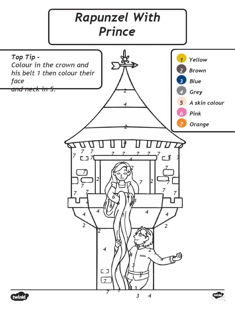 T TP 1649710060 Rapunzel With Prince Colour by Number Ver 2 | PDF | Color