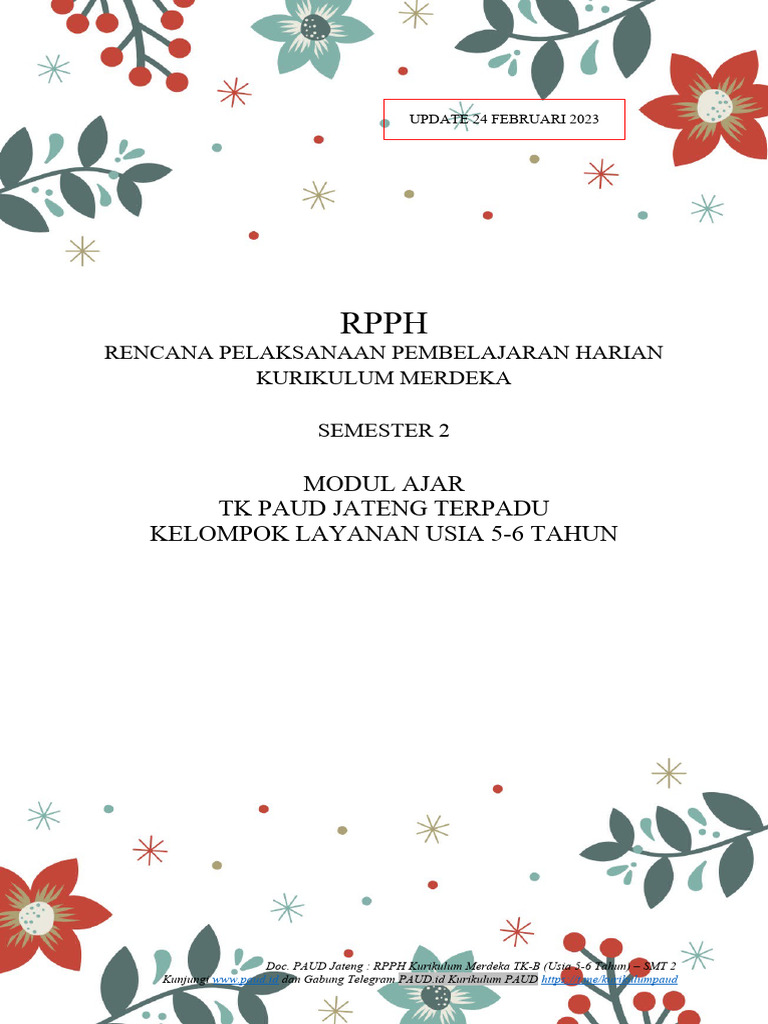 Modul Ajar RPPH TK B 5 6 Tahun Kurikulum Merdeka Smt2 | PDF | Seni & Disiplin Bahasa | Kajian ...