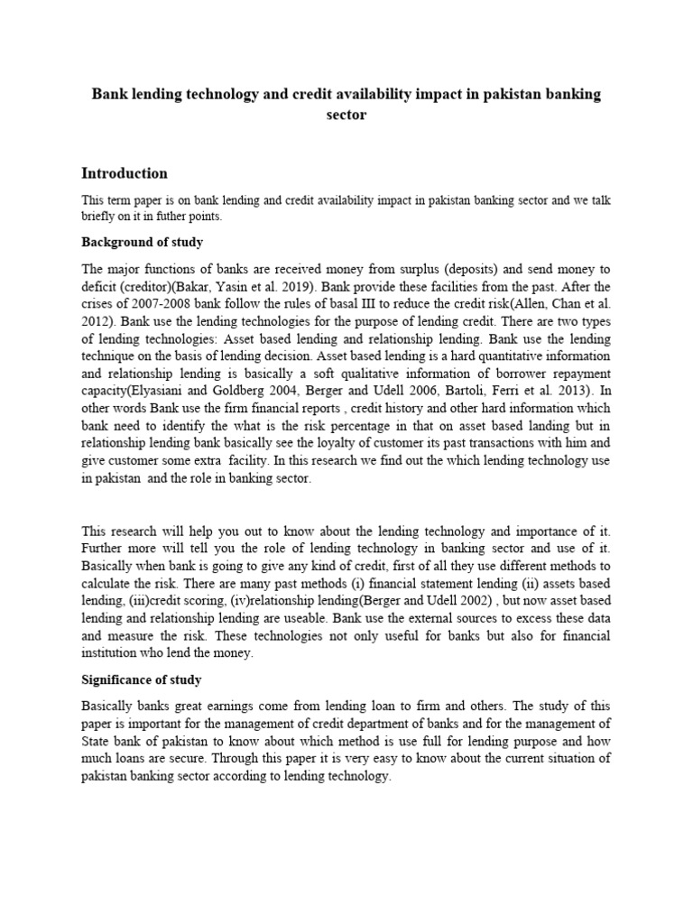 Tuseef Ahmad (Bank Lending Technology and Credit Availability Impact in ...