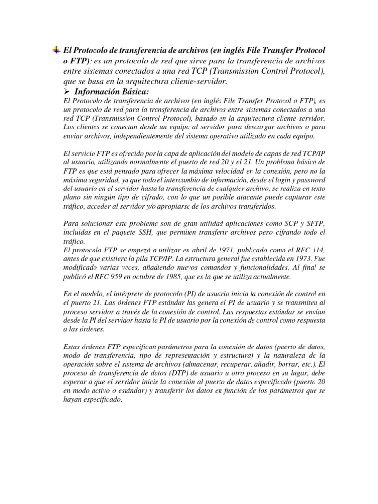 El Protocolo de Transferencia de Archivos | PDF | Protocolo de transferencia de archivos ...