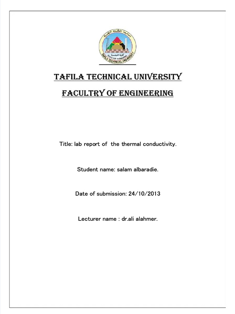 PDF Lab Report of The Thermal Conductivity - Compress | PDF | Science & Mathematics