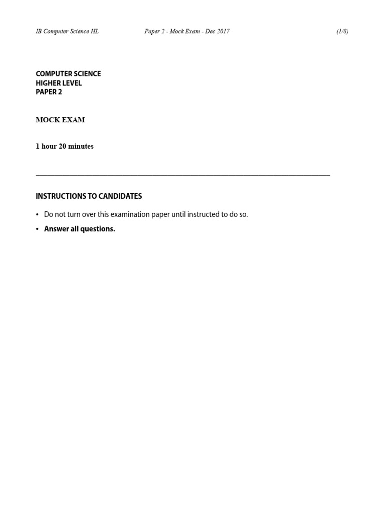 Mock P2 HL2018 | PDF | Databases | Computer Science