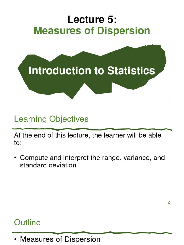 Lecture 05 - Measures of Dispersion | PDF | Standard Deviation | Variance