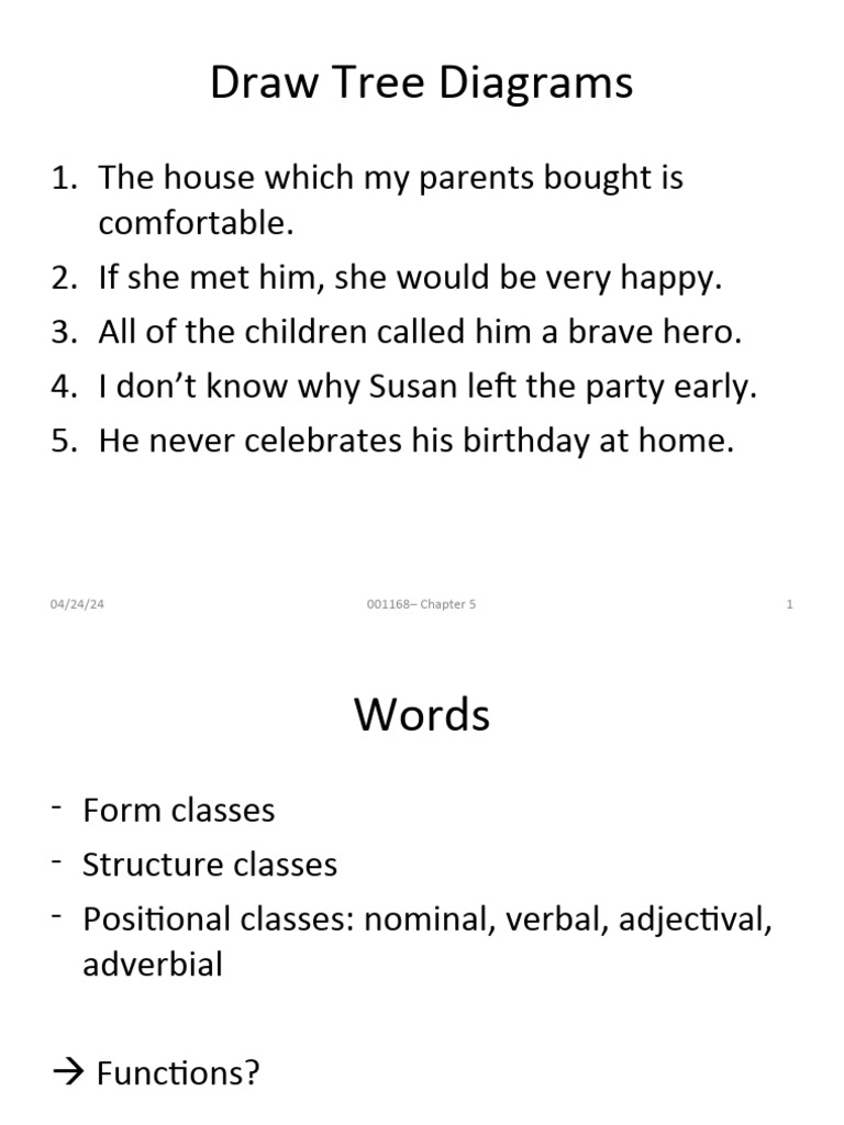 Tree Diagrams: Sentence Structure Guide | PDF | Language Arts & Discipline