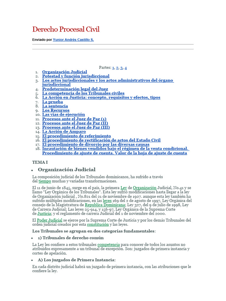 Derecho Procesal Civil | PDF | Judicaturas | Jurisdicción